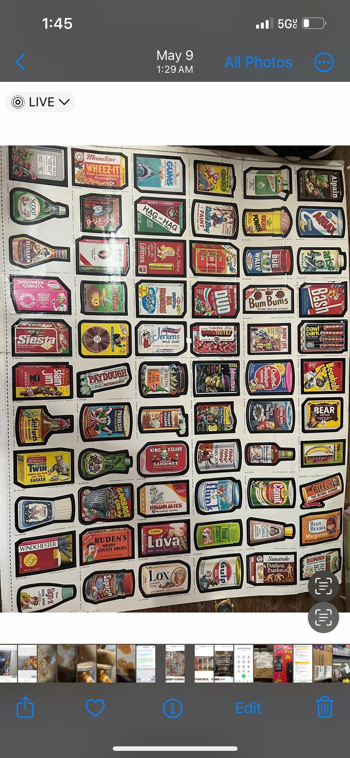 Mint Uncut Sheet of Full Set of 66 Wacky Packs Stickers of Rare Series ...