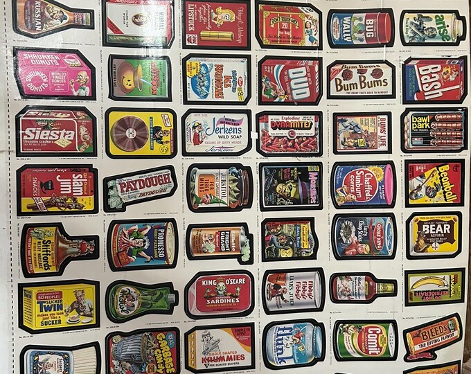 Mint Uncut Sheet of Full Set of 66 Wacky Packs Stickers of Rare Series ...