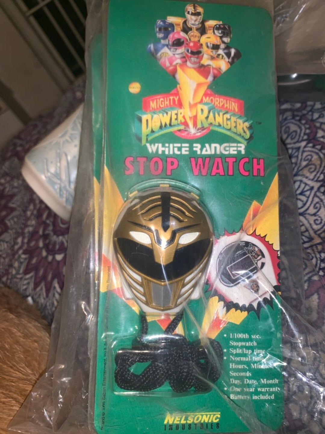 Mighty Morphin Power Rangers White Ranger Stop Watch by Nelsonic From ...