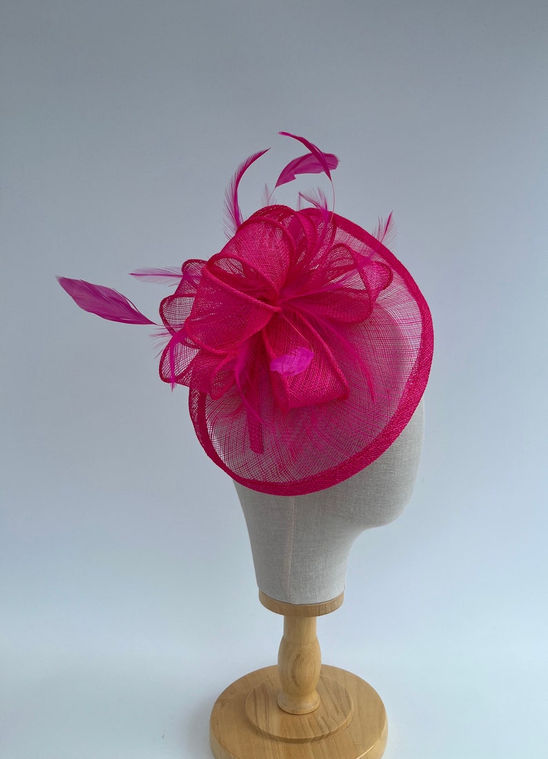 Cerise Pink Sinamay Teardrop Multi Loop Fascinator Headband With ...