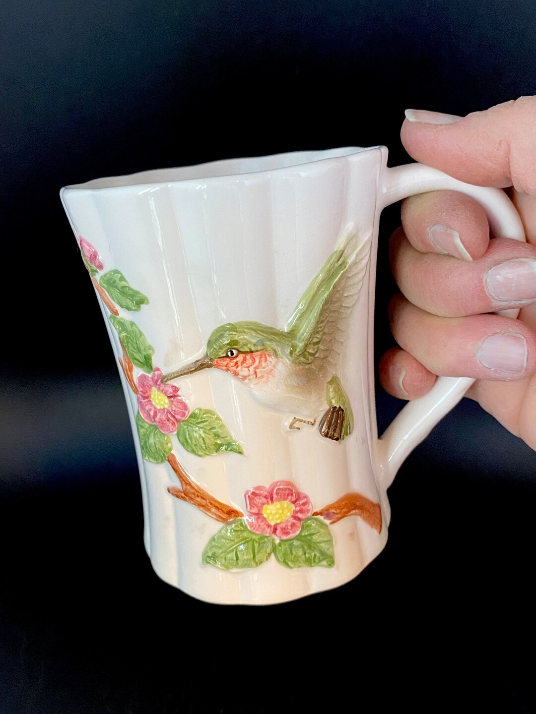 Otagiri Japan Hummingbird and Flowers Mug, Embossed, Signed - Etsy