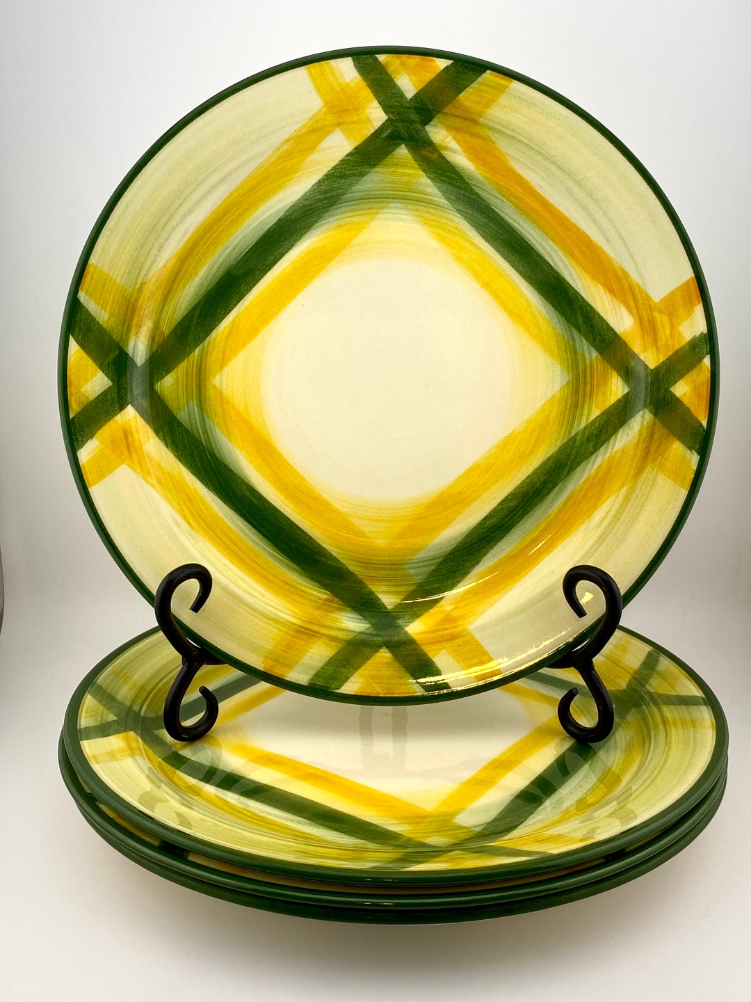 Vernonware Gingham Plaid Lunch/dinner Plates, Set of 4 - Etsy