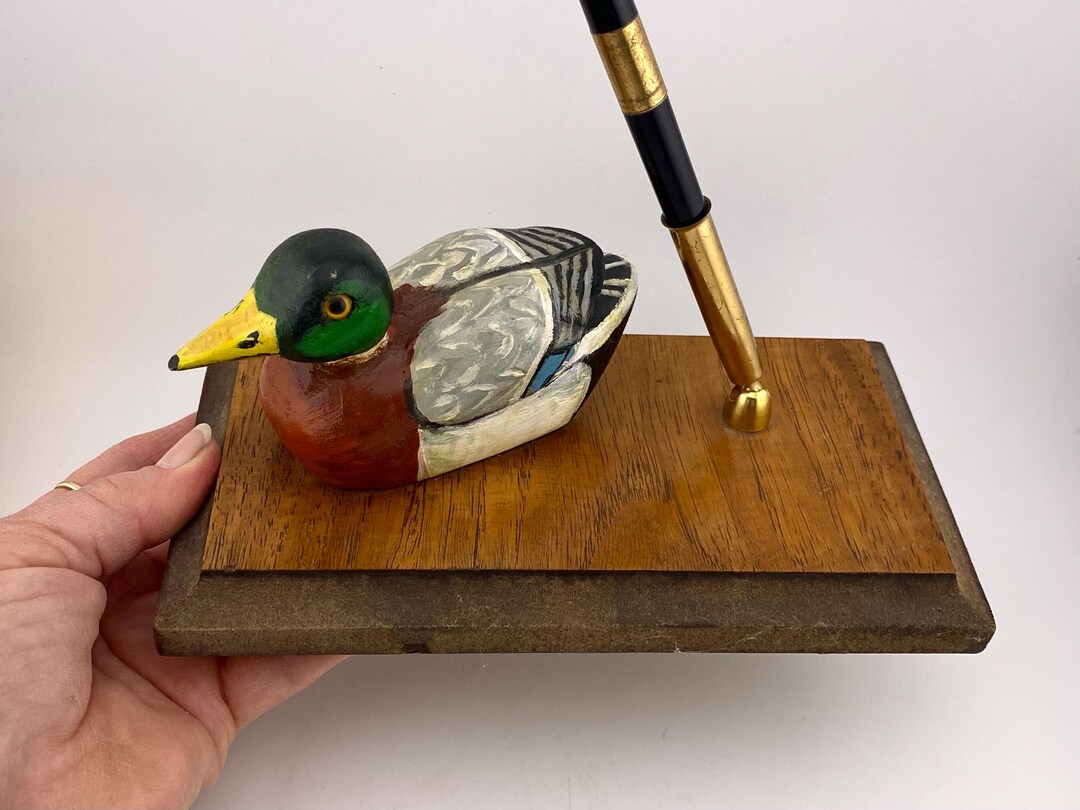 Duck Decoy Pen Desk Set, Hand Carved, Hand Painted - Etsy