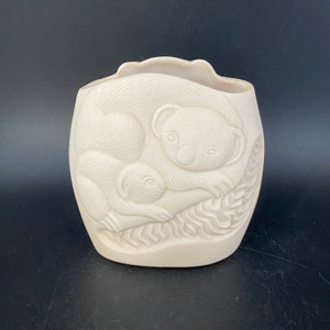 Dayle Rushall Art Pottery Koala Bear Vase, Bisque Porcelain, 1985 ...