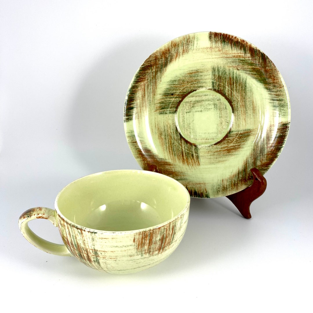 Vernonware Raffia Cup and Saucer Hand Painted, California, USA - Etsy