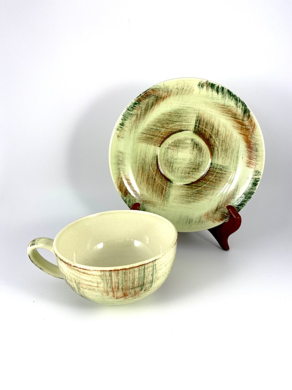 Vernonware Raffia Cup and Saucer Hand Painted California USA | Etsy