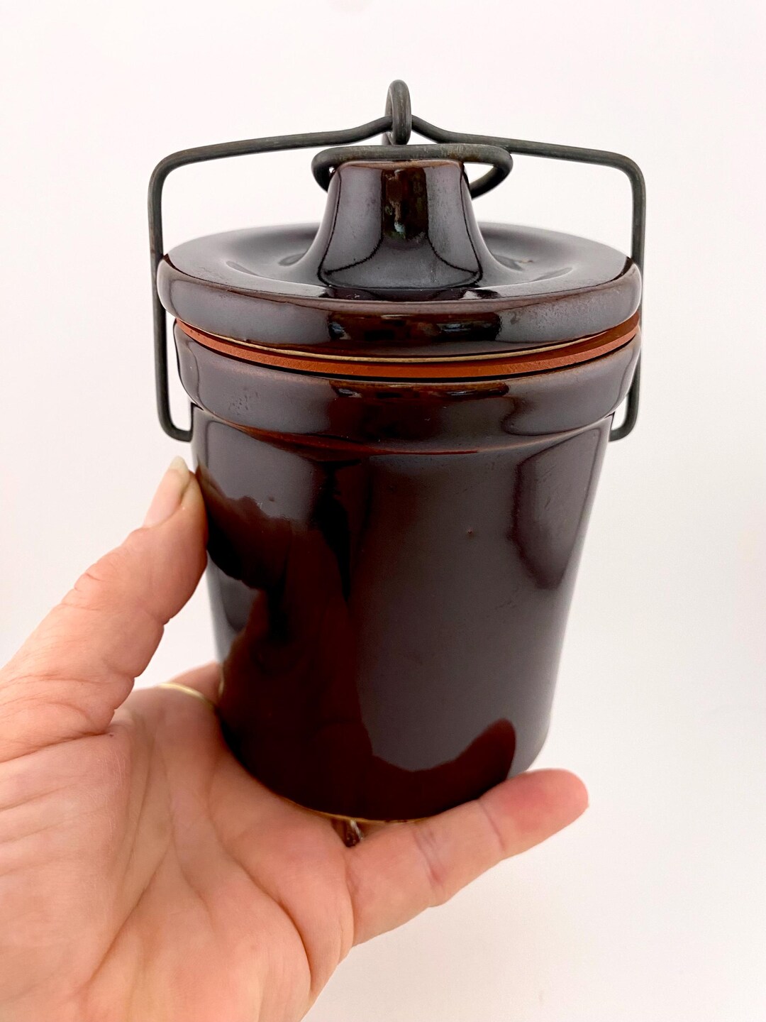 12oz Stoneware Cheese Crock With Lid, Wire Clamp, and Gasket - Etsy