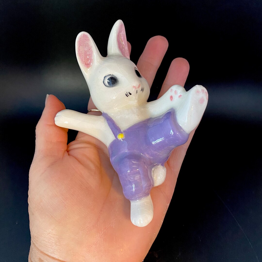 Bunny Rabbit Exercising Figurine, Hand Painted, Vintage - Etsy