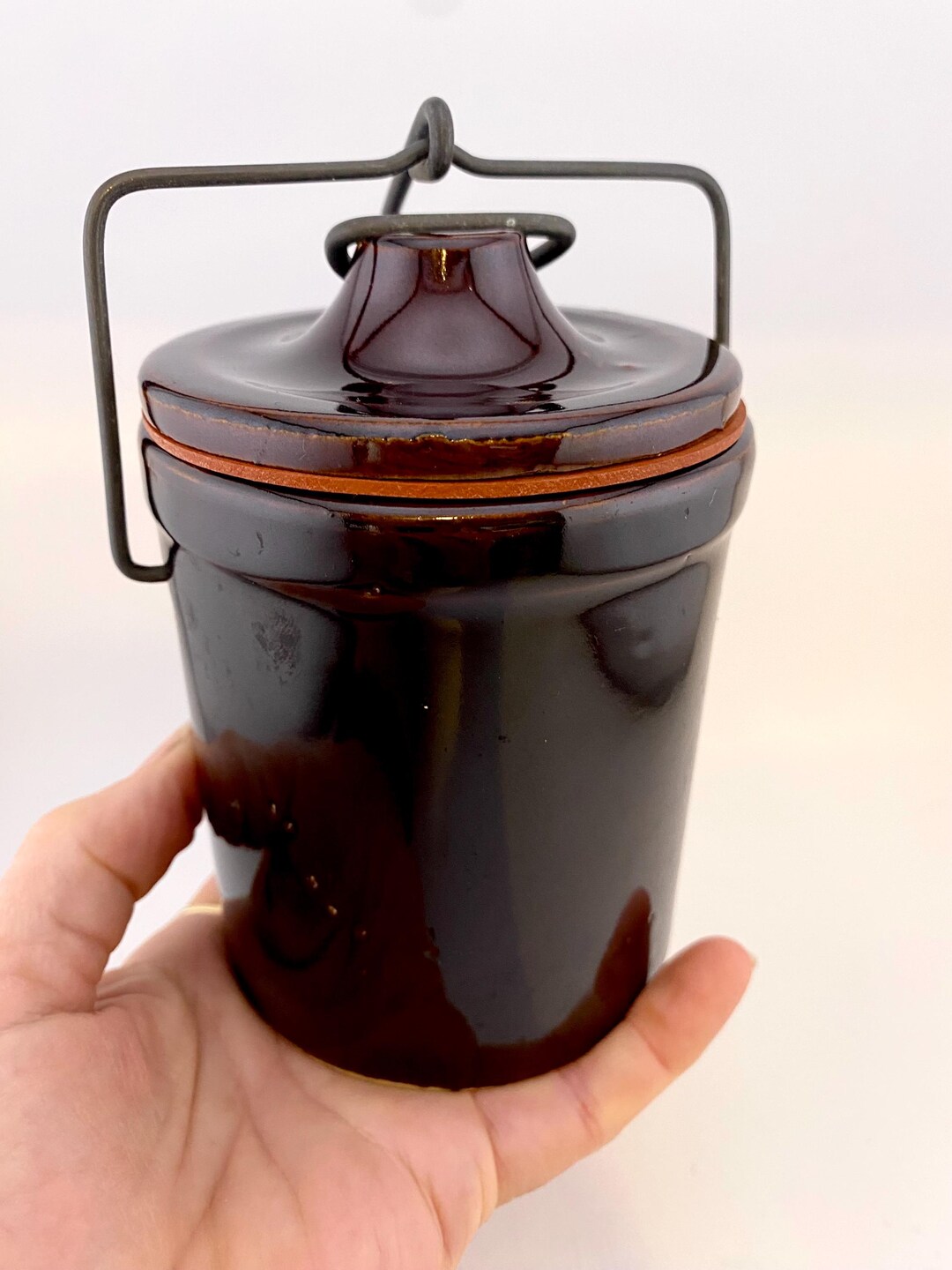 12oz Stoneware Cheese Crock With Lid, Wire Clamp, and Gasket - Etsy