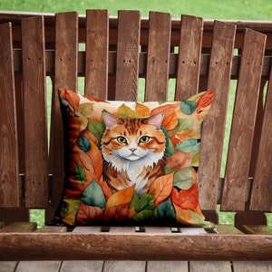 Foldex Exotic Fold Cat in Fall Leaves Throw Pillow Machine Washable ...