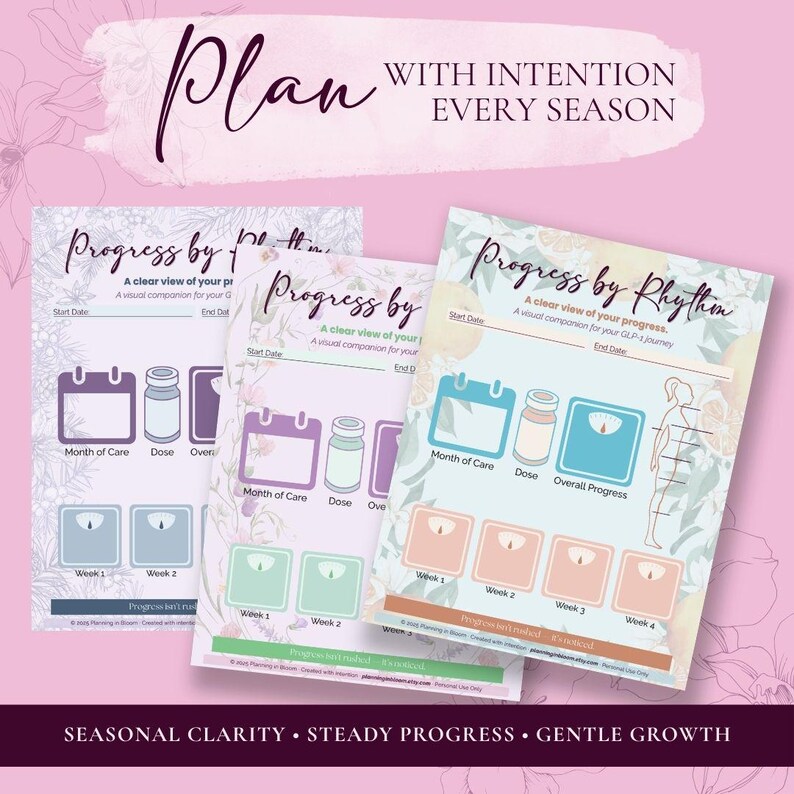 Digital Planner | GLP-1 Weight Loss Tracker | Seasonal Progress Tracker ...