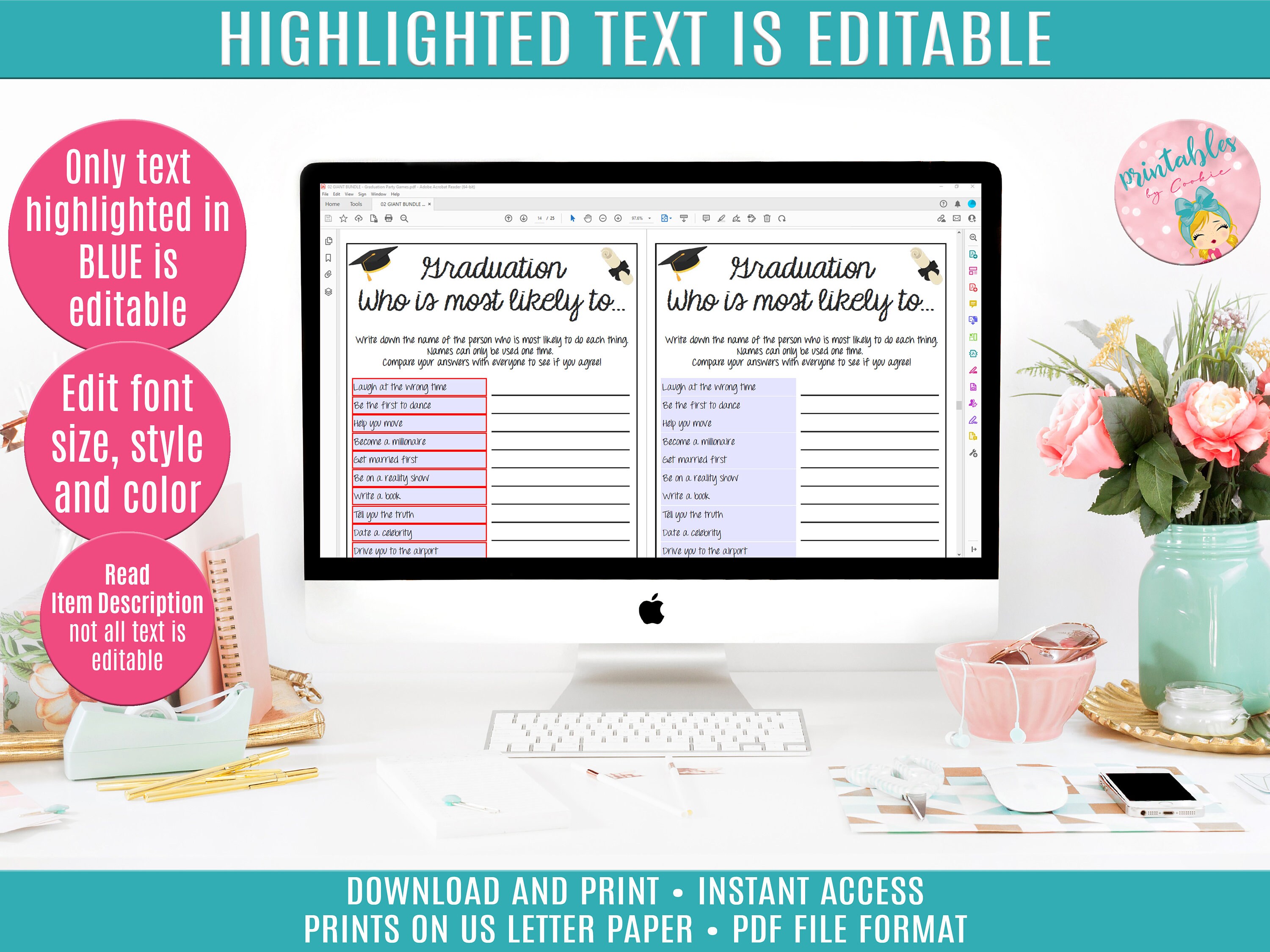 Graduation Party Game: Left Right Game High School & College Party Fun ...