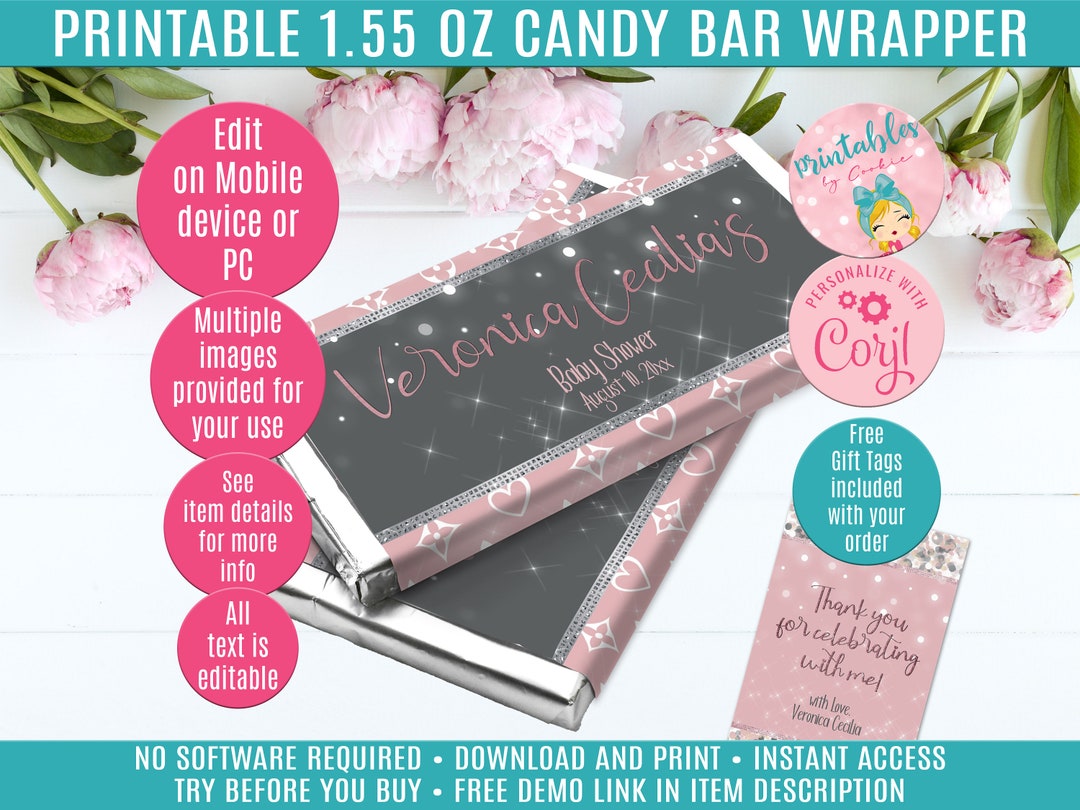 Pastel Whispers Chocolate Bar Label Candy Bar Wrapper Instant Download ...