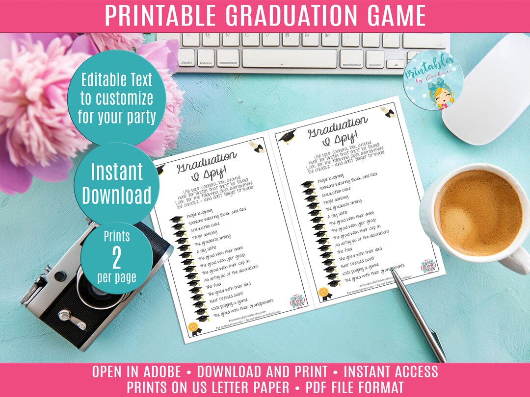 Graduation Party Game: I Spy High School & College Party Fun Printable ...