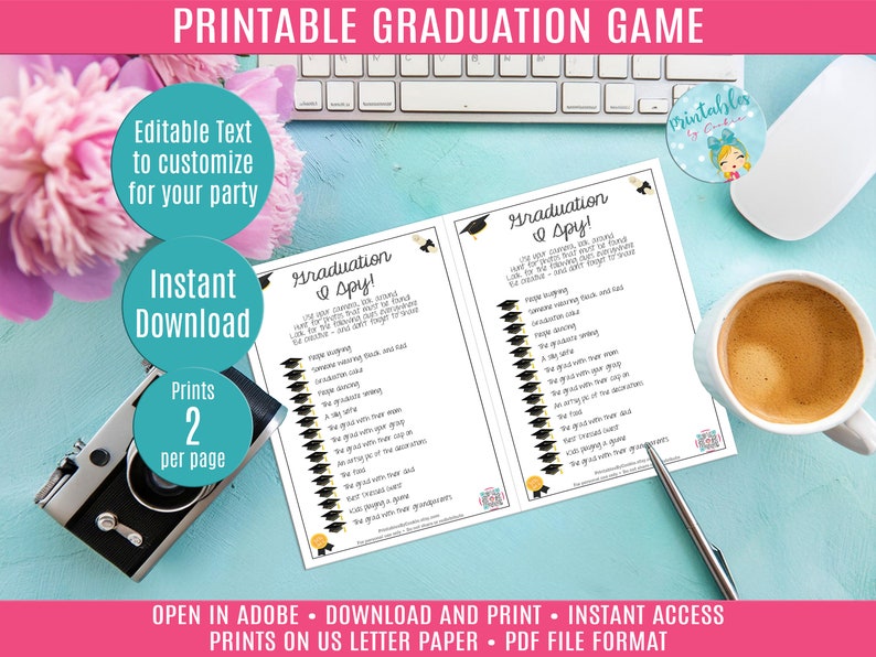 Graduation Party Game: I Spy High School & College Party Fun Printable ...