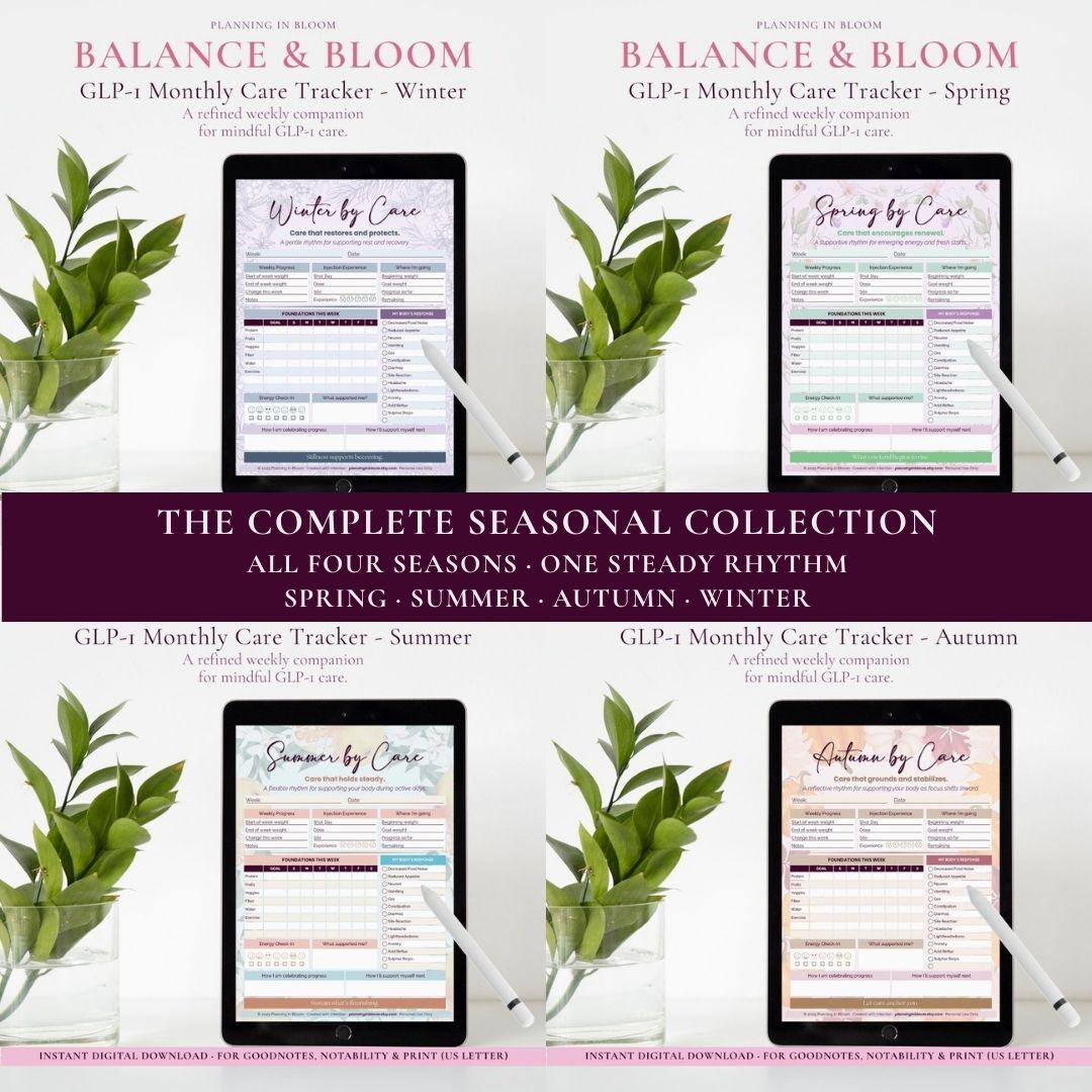 Digital GLP-1 Weekly Care Tracker | Seasonal Progress Tracker (4 ...