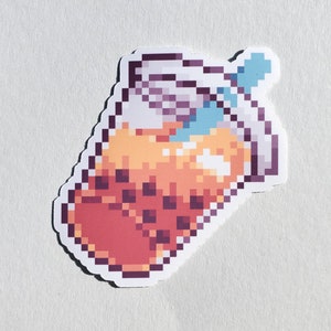 Boba Tea Stickers | 6 Flavors | 2-inch Pixel Art Die-cut Matte Vinyl ...