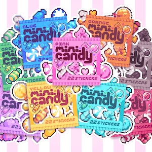 Deco Candy Sticker Set | 22 Stickers | 9 Colors | Mini Pixel Art Die ...