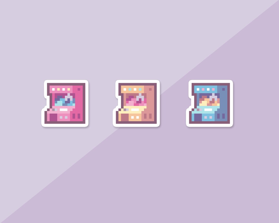 Claw Machine Stickers | 3 Colors | 1-inch Pixel Art Die-cut Matte Vinyl ...