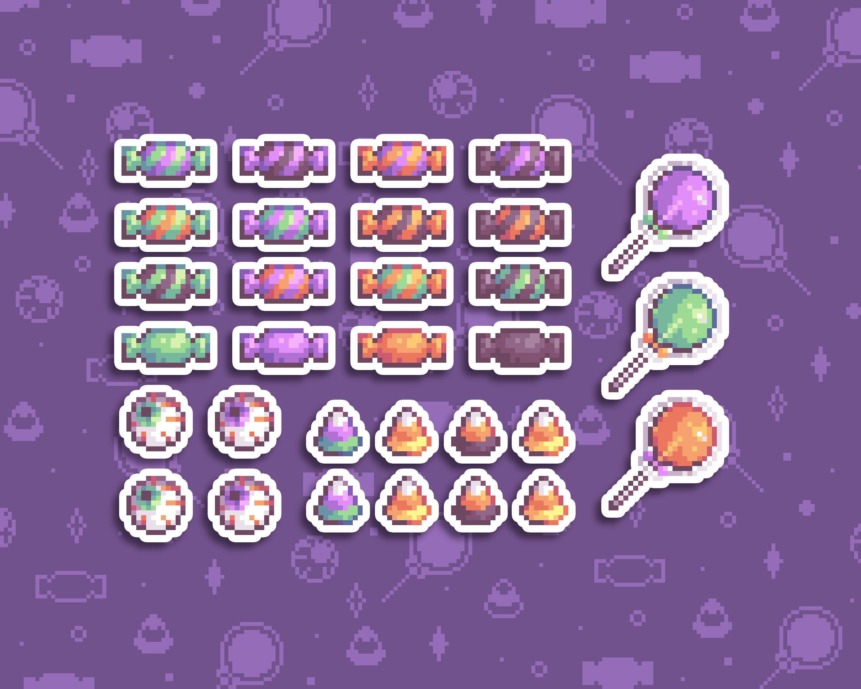 Halloween Candy Sticker Pack 31 Pieces Set of Pixel Art - Etsy