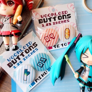 Vocaloid Pixel Item Button Sets | 8 Different Vocaloids | Pair of 1.25 ...