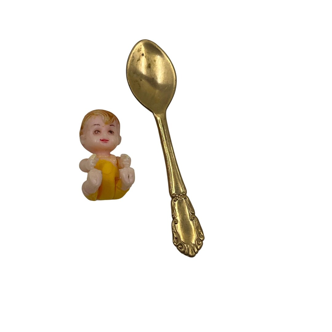 Miniature Gold Color Spoon & Baby Figurine Set - Etsy