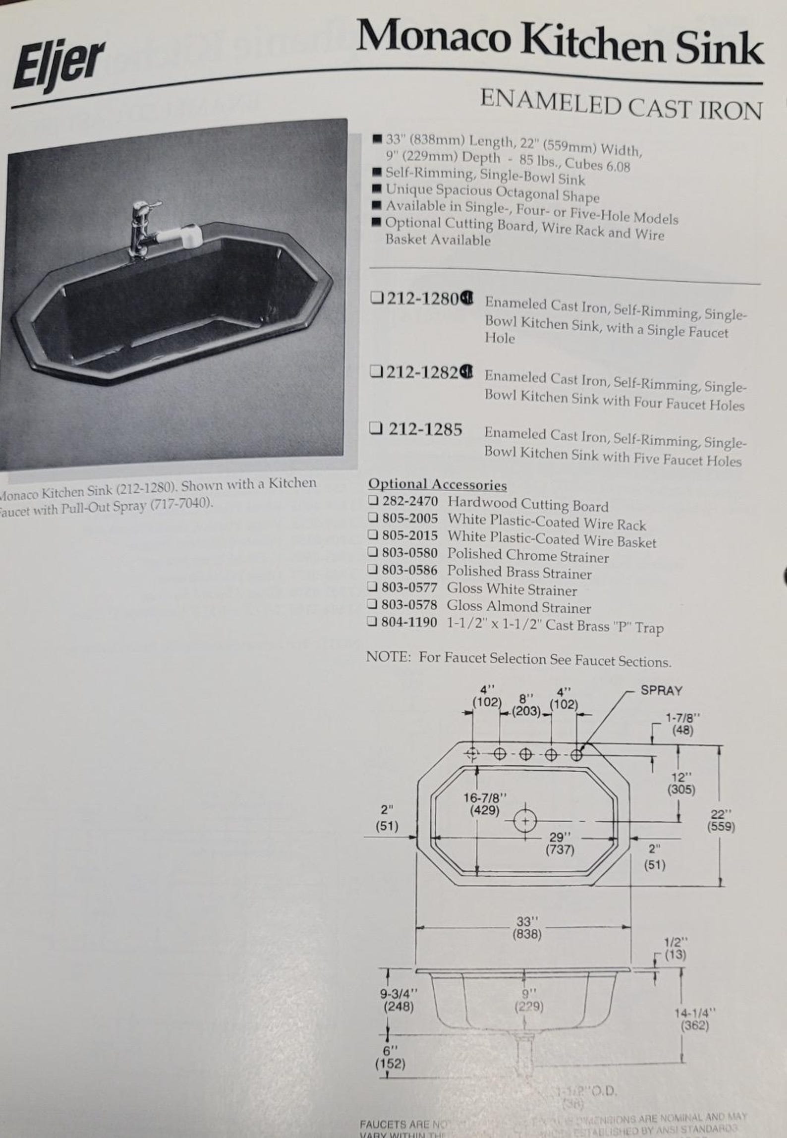 Eljer PINK Octagon-shaped Kitchen Sink Unused Dusty/misty Rose - Etsy