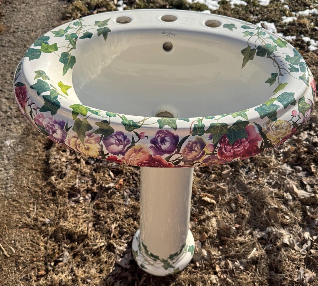 Kohler Artist Edition Peonies and Ivy Revival Pedestal Sink K-14102-PS ...