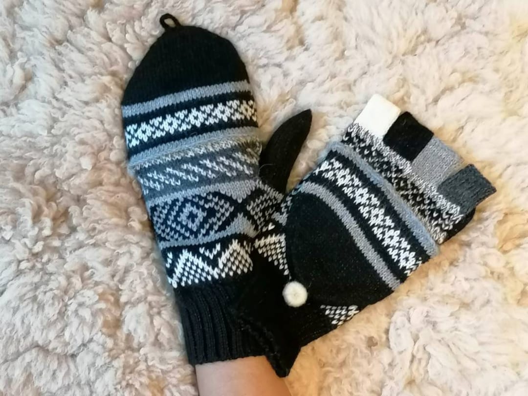 Alpaca Convertible Mittens, Fingerless Gloves, Alpaca Mix Convertible ...