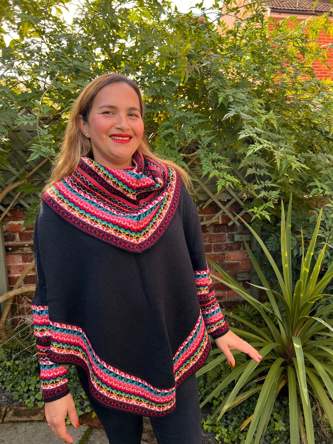 Alpaca Wool Mix Poncho With Sleeves, Ladies Poncho, Winter Poncho ...