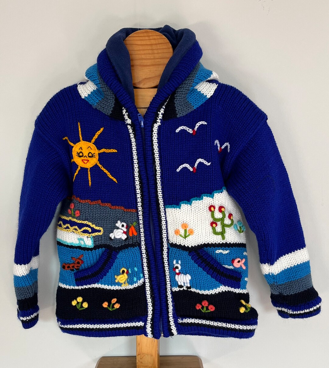 Boy/ Baby/ Children/kids Electric Blue Fleece Lined Knitted Cardigan ...