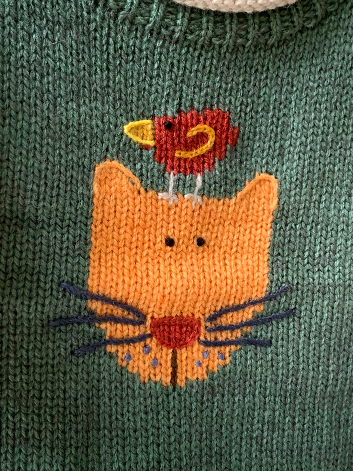 Cat Knitted Jumper Cat Green Children Jumper Alpaca Wool - Etsy