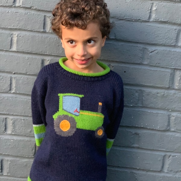 Knitted Tractor Jumper - Etsy UK