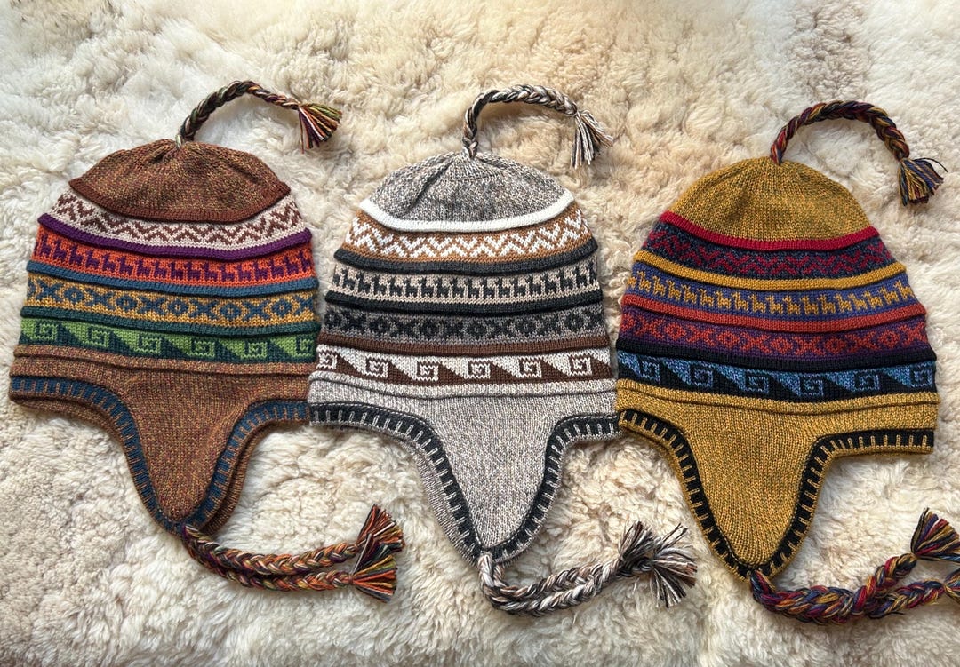 Alpaca Wool Hat, Reversible Pure Alpaca Chullo Winter Hat, Ear Flaps ...