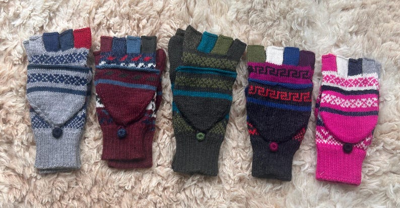 Alpaca Convertible Mittens, Fingerless Gloves, Alpaca Mix Convertible ...