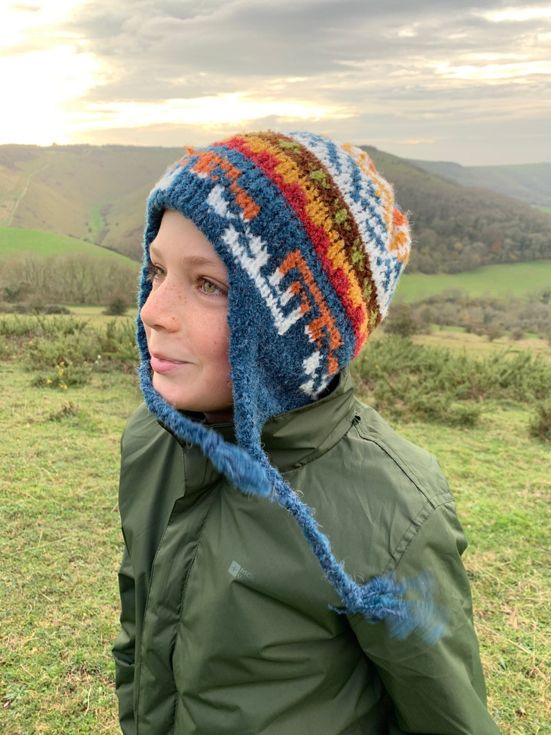 Blue Alpaca Wool Chullo Hat: Peruvian Knit Winter Hat - Etsy