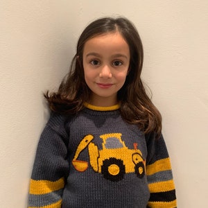 Digger Knitted Jumper, Digger Children Jumper, Alpaca Wool Jumper, Boy ...