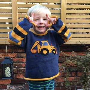 Digger Knitted Jumper, Digger Children Jumper, Alpaca Wool Jumper, Boy ...