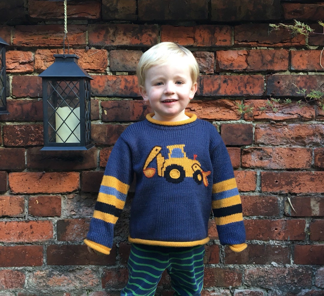 Digger Knitted Jumper, Digger Children Jumper, Alpaca Wool Jumper, Boy ...