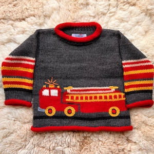 Hand Embroidered Fire Engine Alpaca Wool Jumper - Etsy UK