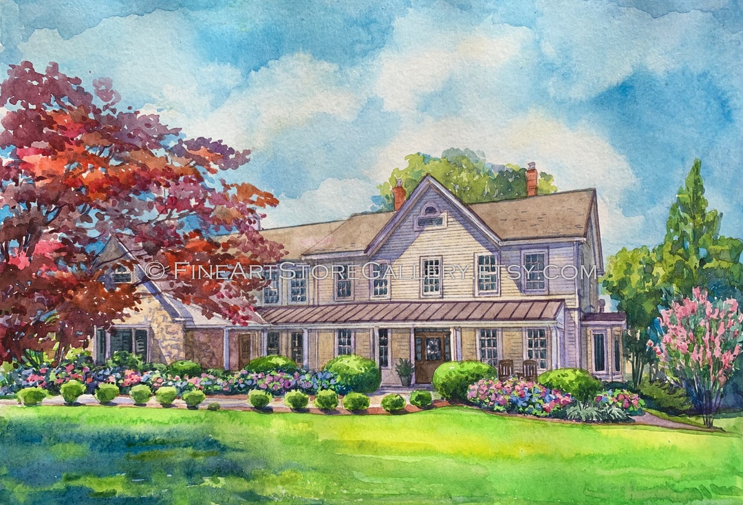Watercolor Home Painting, Custom House Portrait, Watercolor Art ...