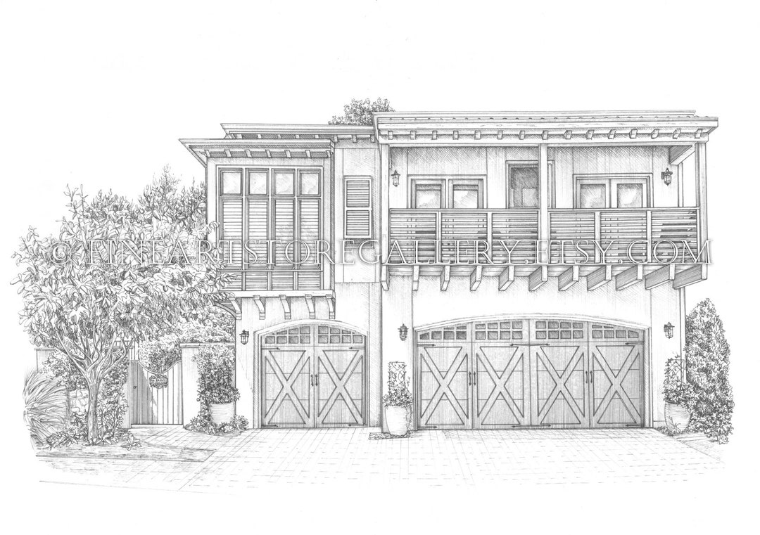 House Warming Gift Custom House Drawing Home Drawn House Portrait Hand ...