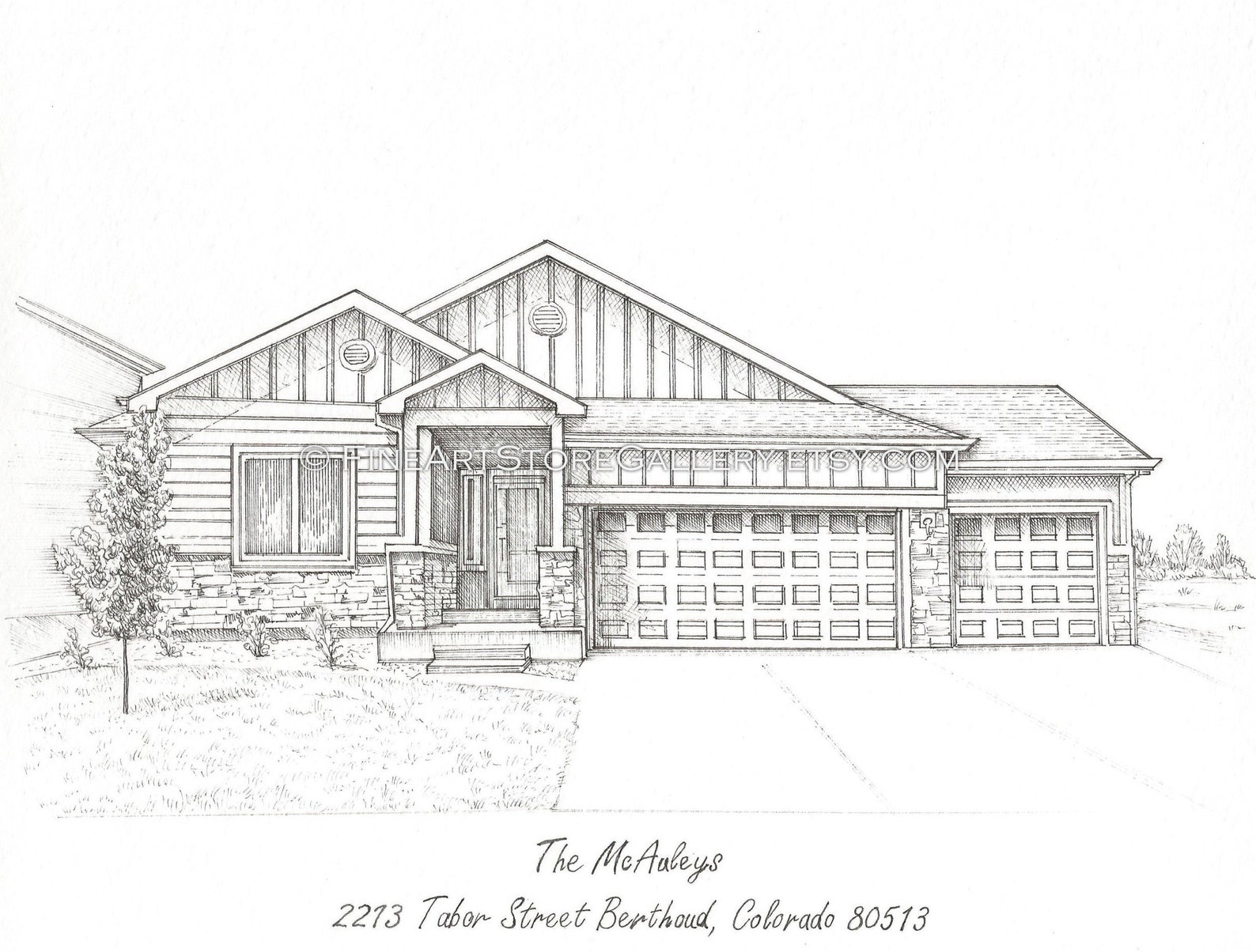 Custom House Drawing From Photo Hand Drawn House Portrait Home Portrait ...