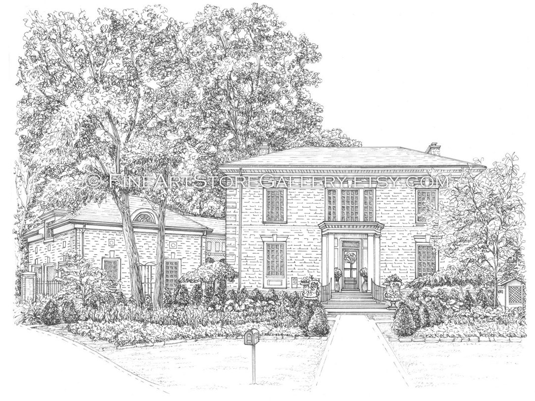 Hand Drawn Bespoke House Sketch, Custom Home Illustration, New Home ...