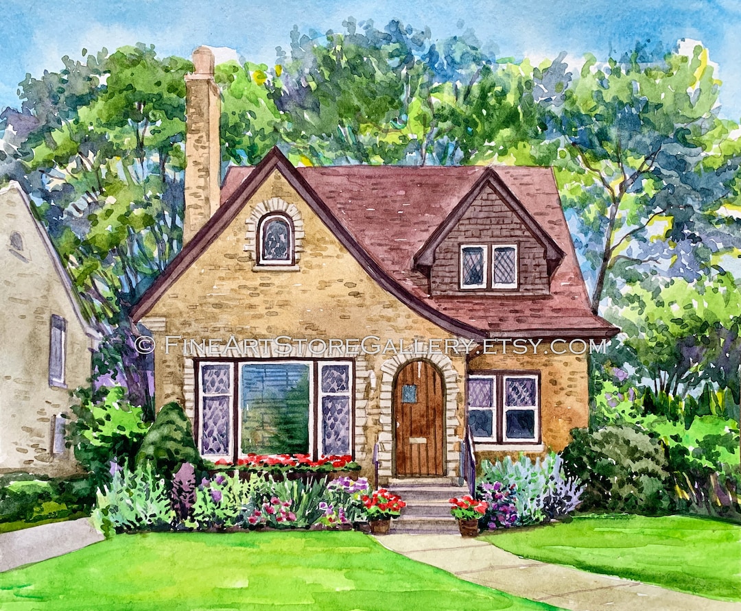 Watercolor Home Painting, Custom House Portrait, Watercolor Art ...