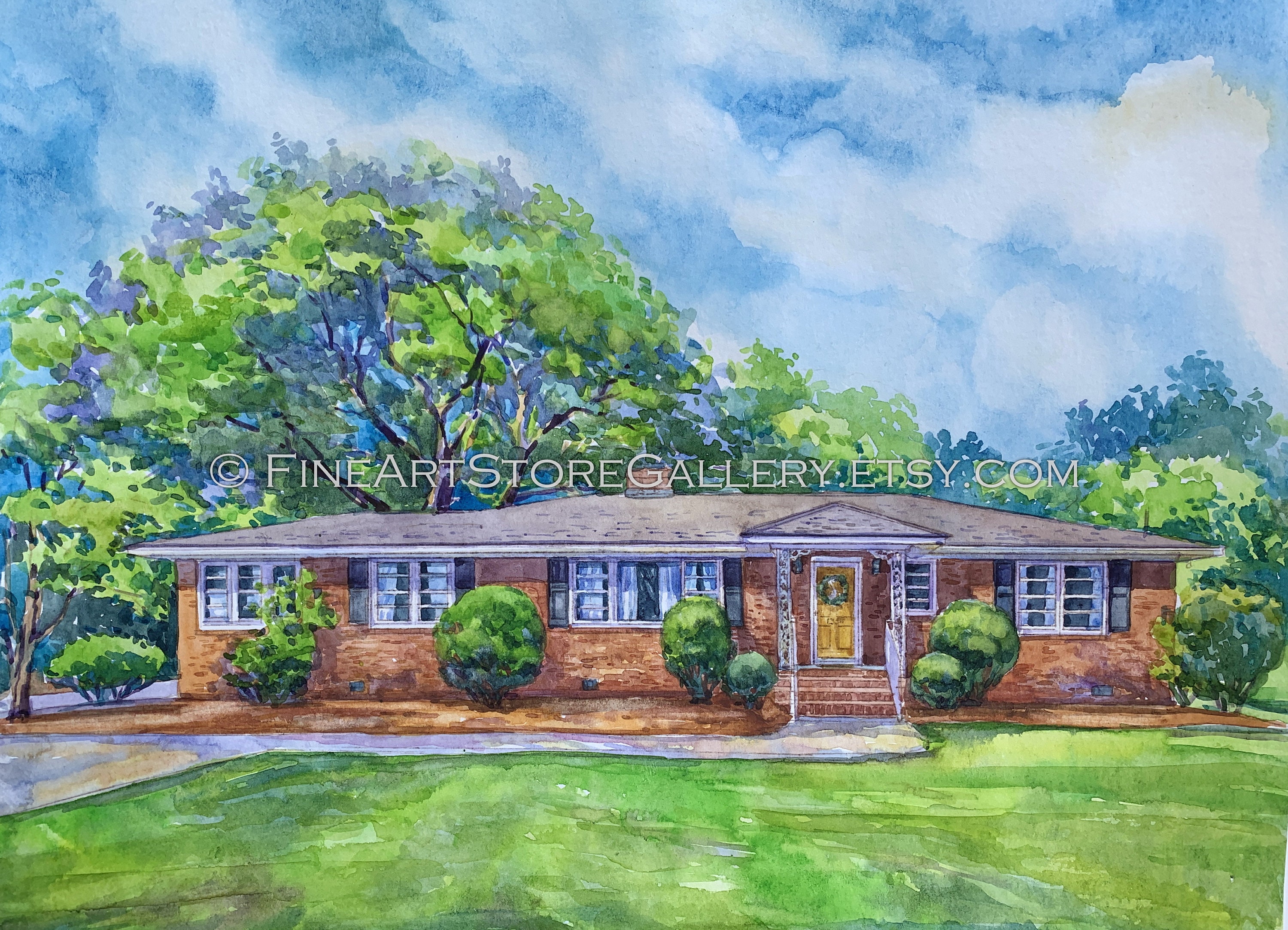 Custom Home portrait Our First Home Watercolor House Painting | Etsy