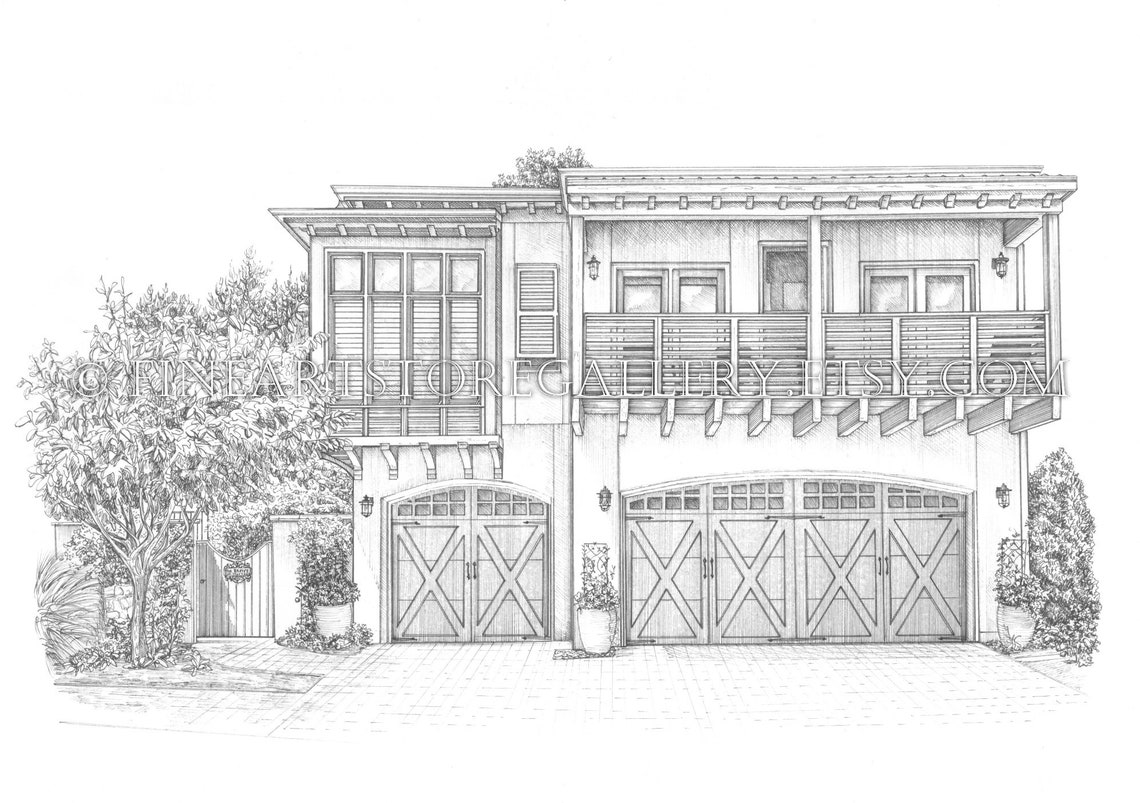Custom House Drawing Home Drawn House Portrait Hand Sketch - Etsy
