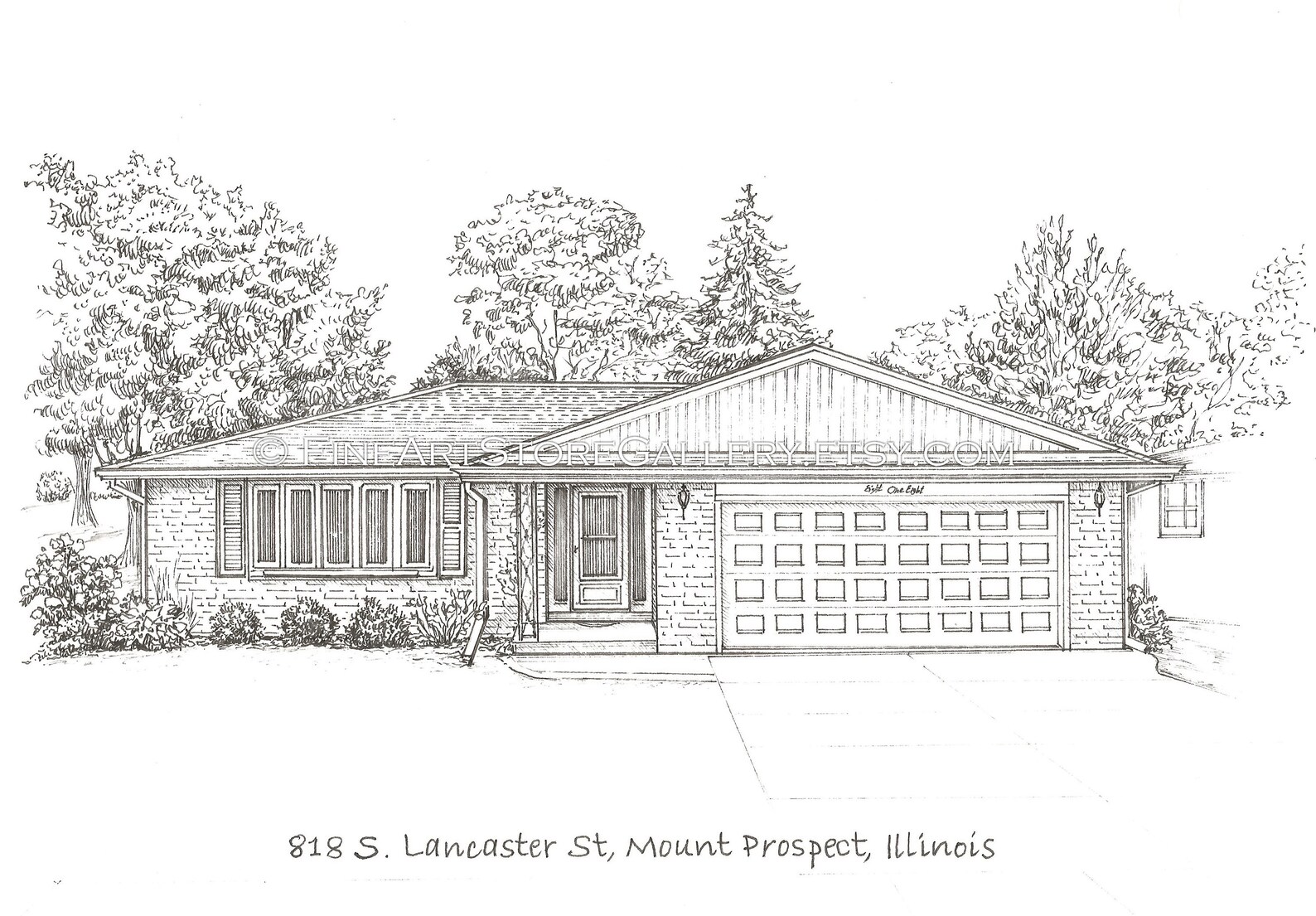 Custom Home Portrait House Drawing Black and White House | Etsy