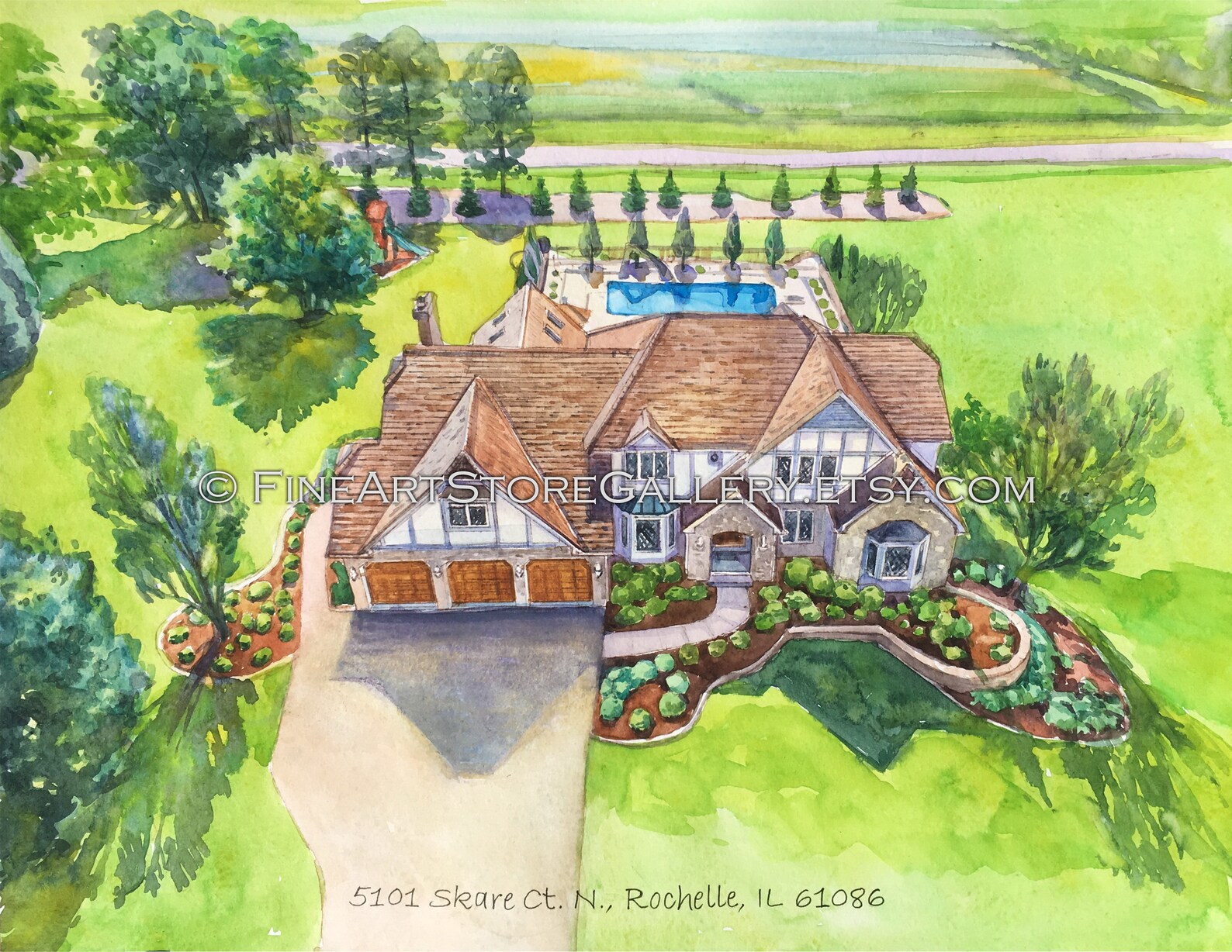 Watercolor Home Painting Custom House Portrait Watercolor - Etsy