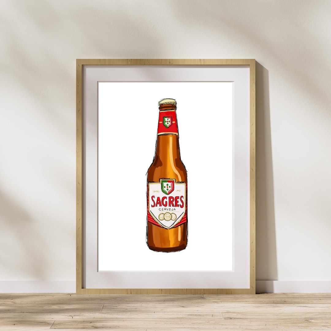 Sagres Cerveja, Portuguese Beer Art, Portuguese Food Art Print, Sagres ...
